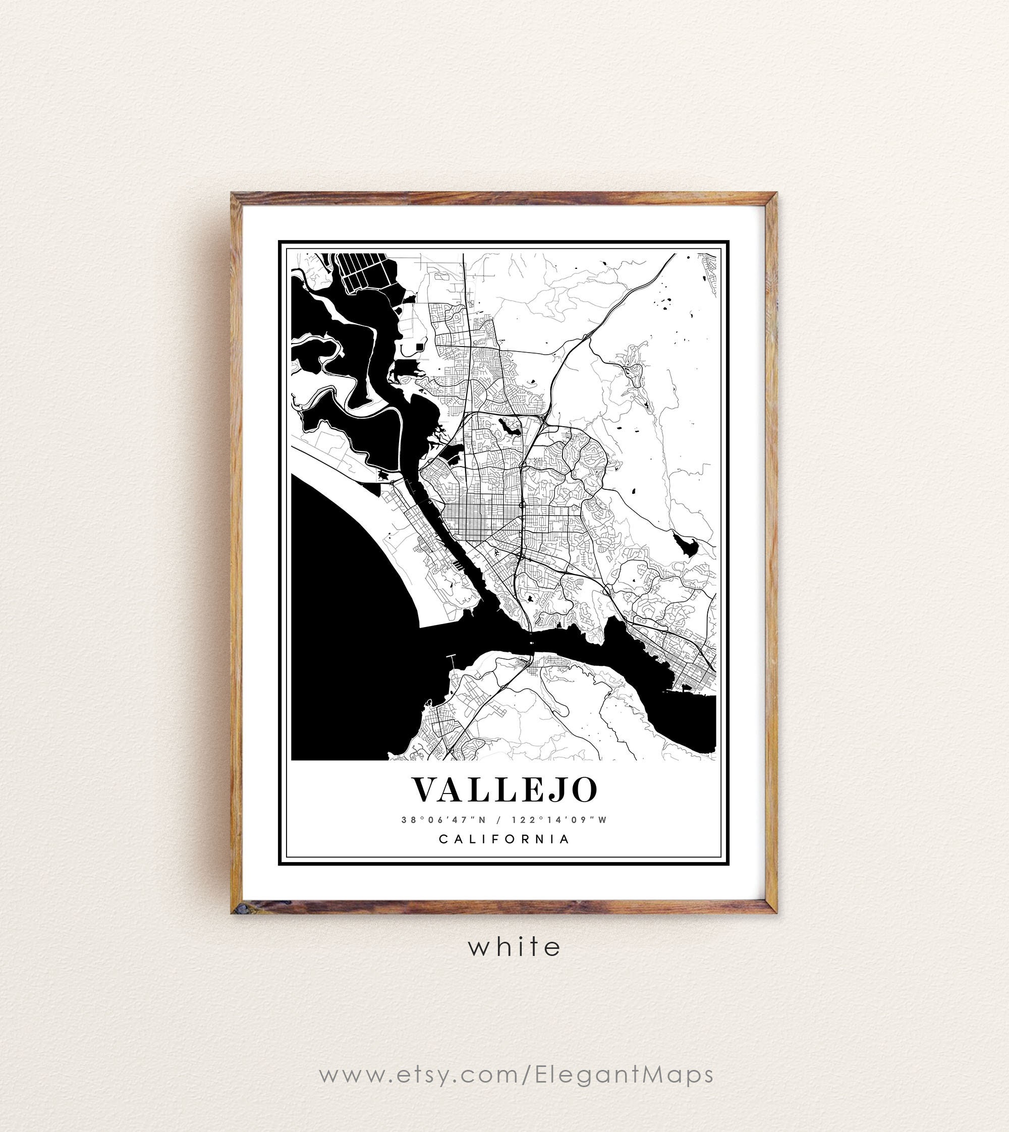 Vallejo California Map Vallejo CA Map Vallejo City Map | Etsy
