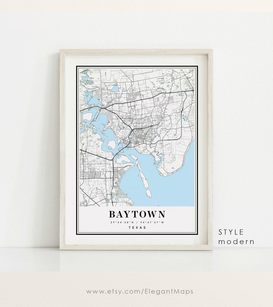 Baytown Texas Map, Baytown TX Map, Baytown City Map, Baytown Print ...