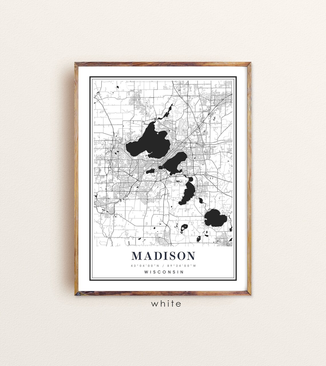 Madison Wisconsin map Madison WI map Madison city map | Etsy