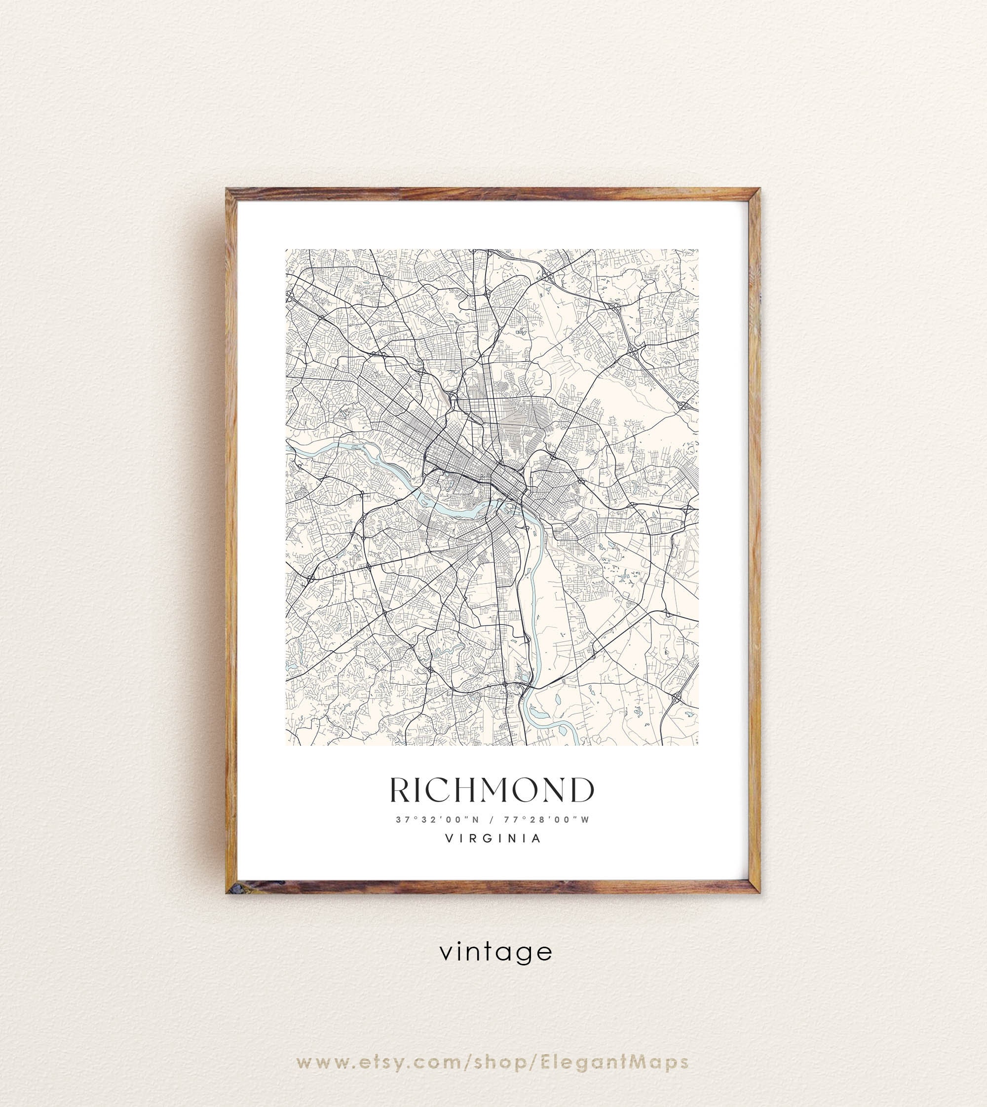 Richmond Virginia Map Richmond VA Map Richmond City Print - Etsy