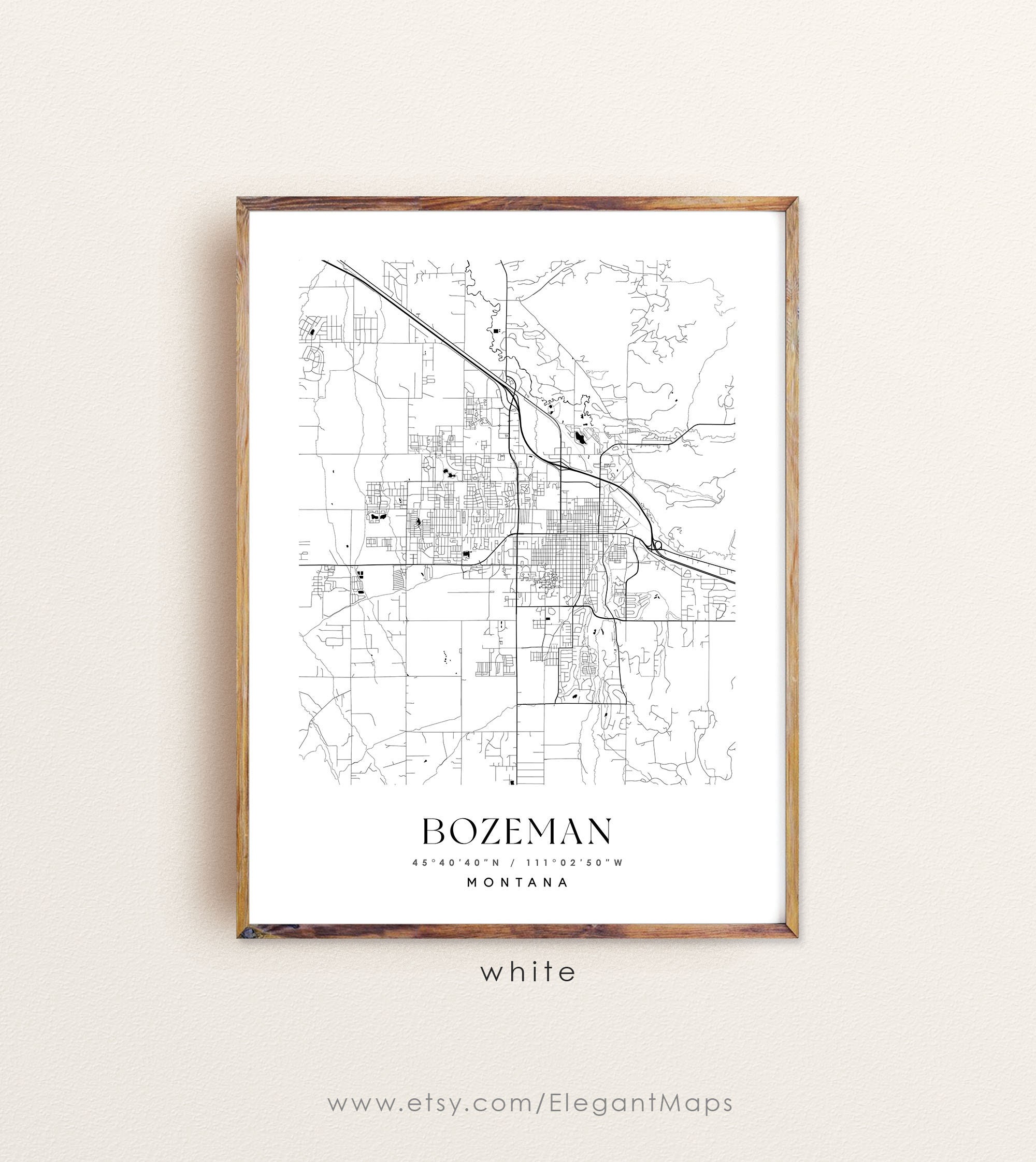 Bozeman Montana Map Bozeman MT Map Bozeman City Print - Etsy