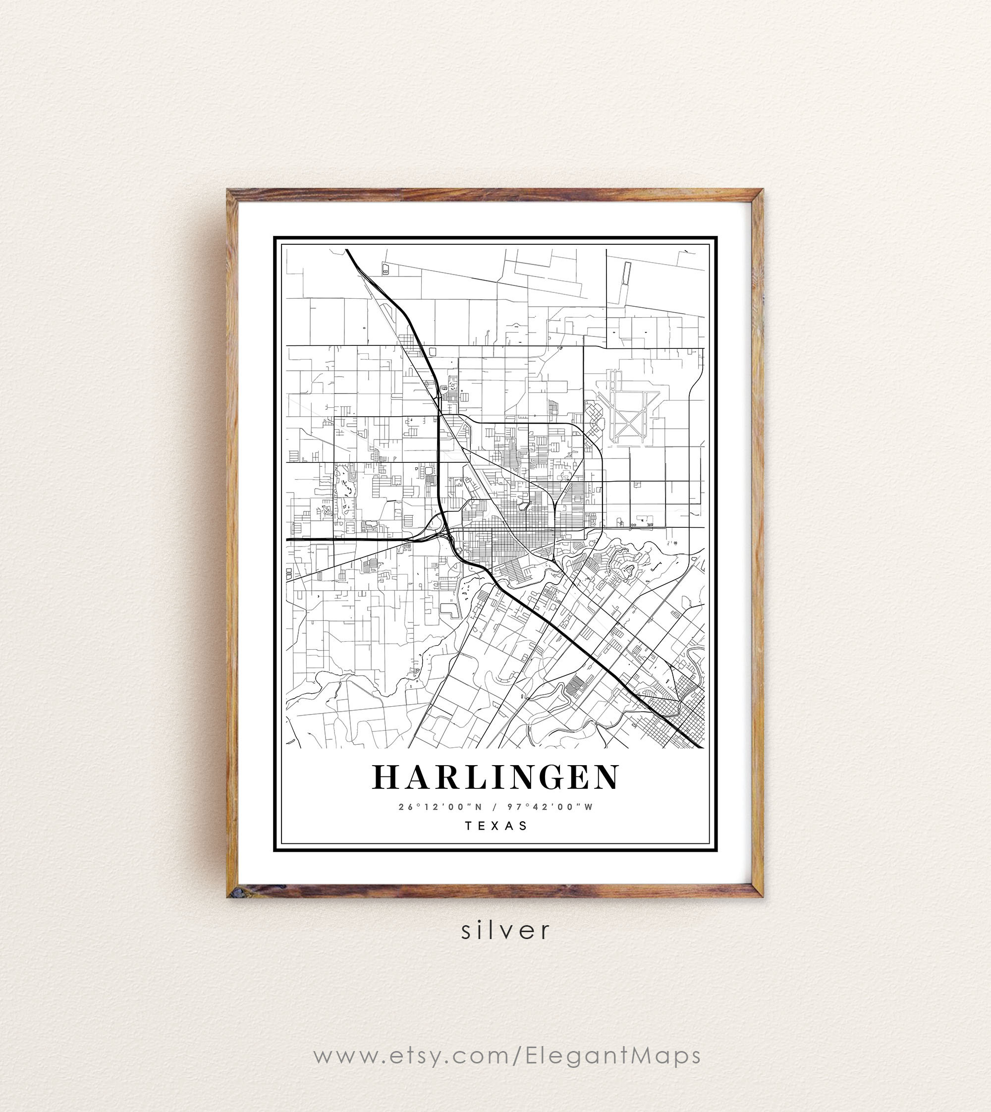 Harlingen Texas Map Harlingen TX Map Harlingen City Map - Etsy