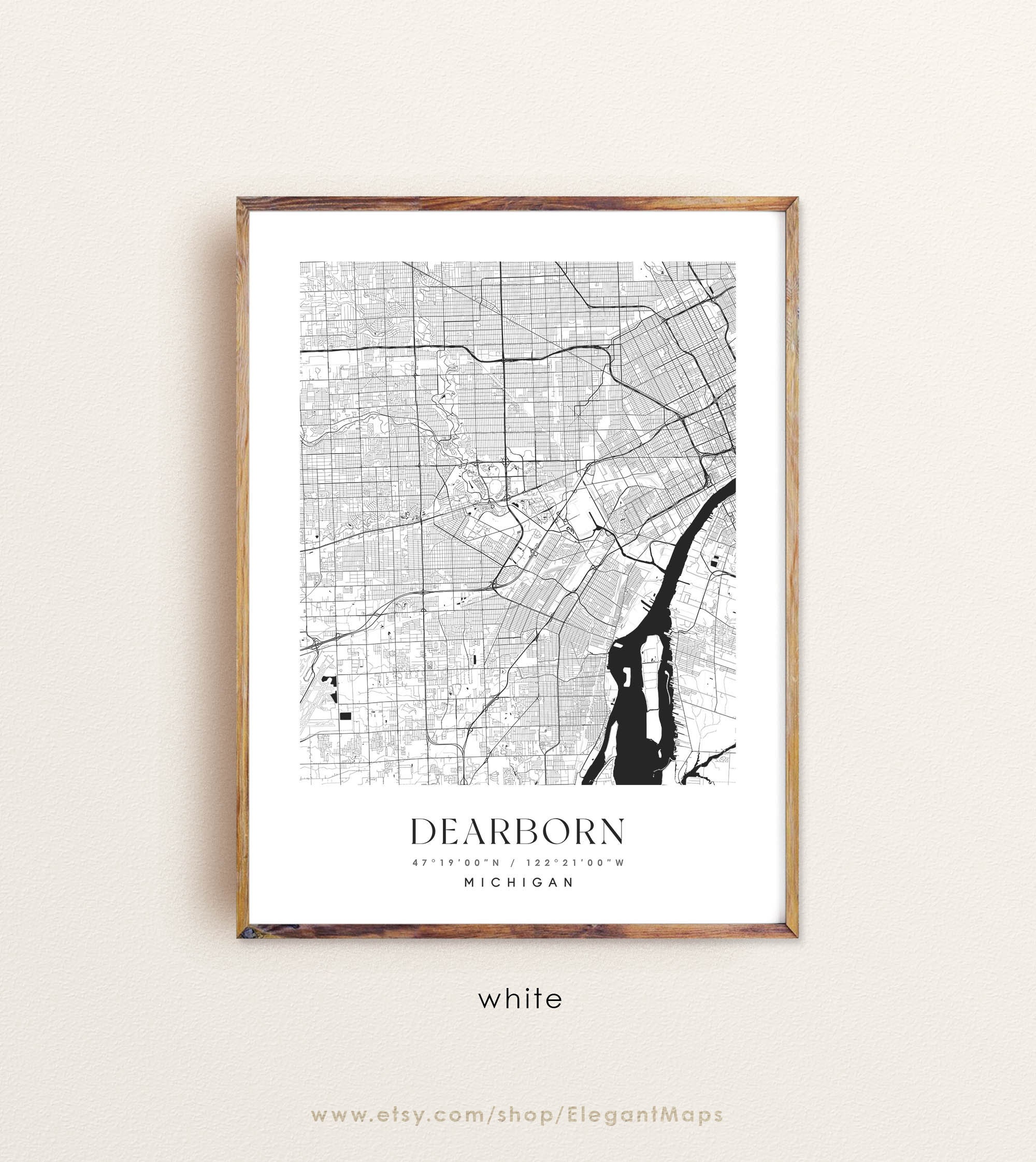 Dearborn Michigan Map Art Print: Custom City Map - Etsy