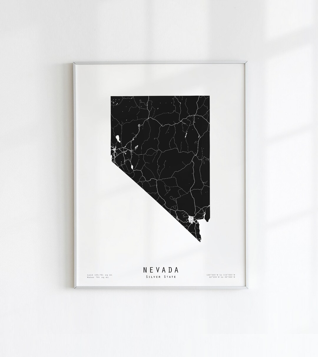 Nevada State Map Print Poster, Nevada State Wall Art, Nevada State ...