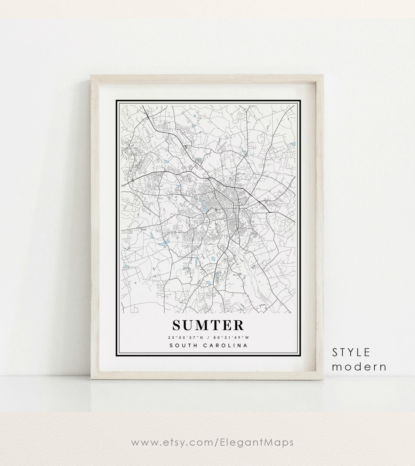 Sumter South Carolina Map Sumter SC Map Sumter City Map - Etsy