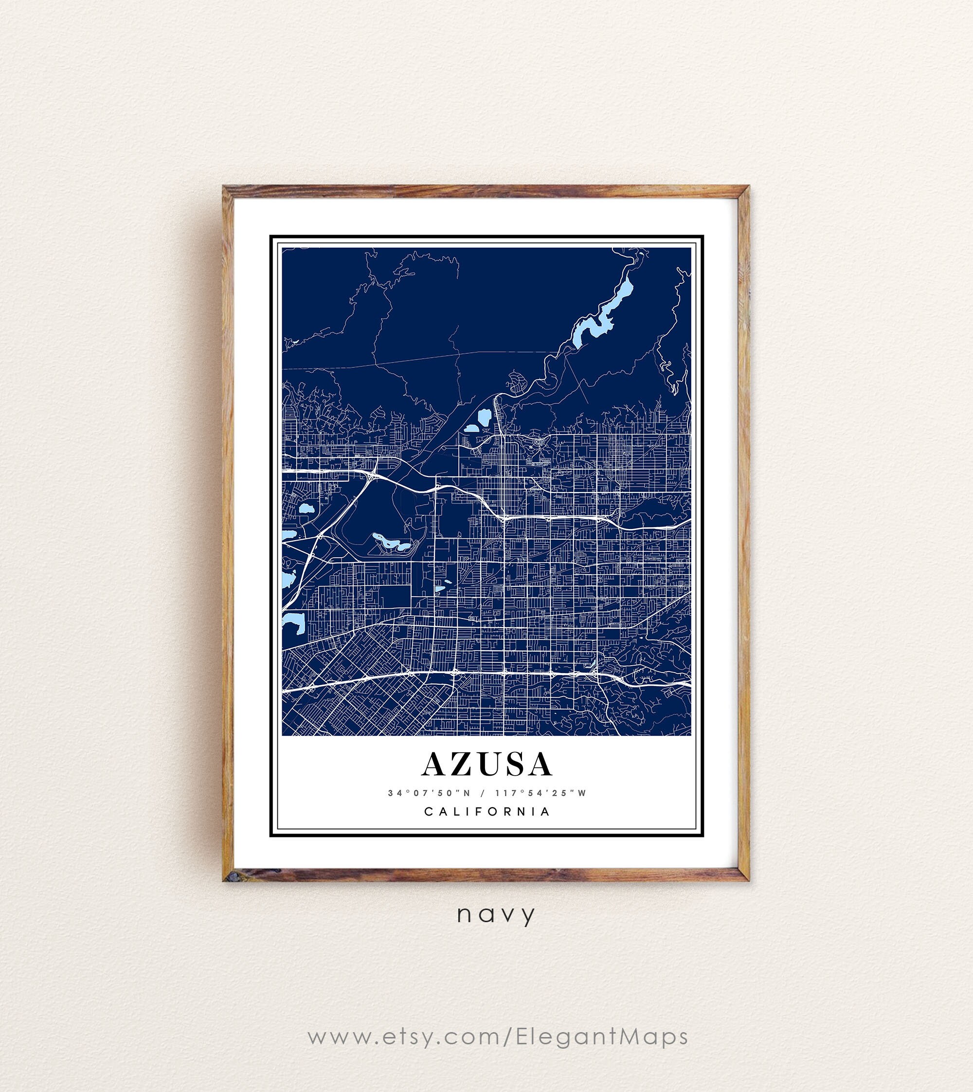 Mapa de Azusa California Mapa de Azusa CA Mapa de la ciudad - Etsy México