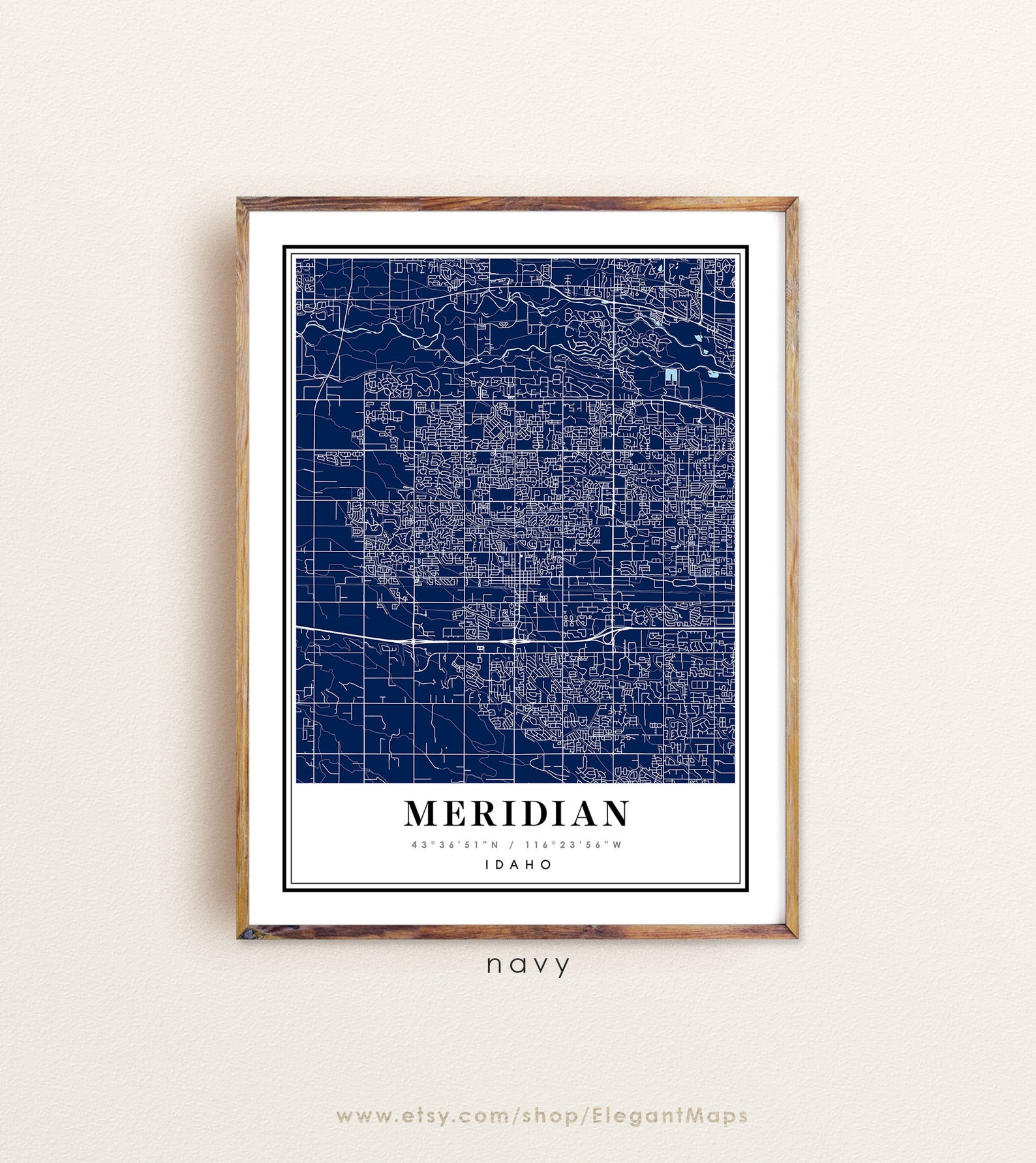 Meridian Idaho map Meridian ID map Meridian city map | Etsy