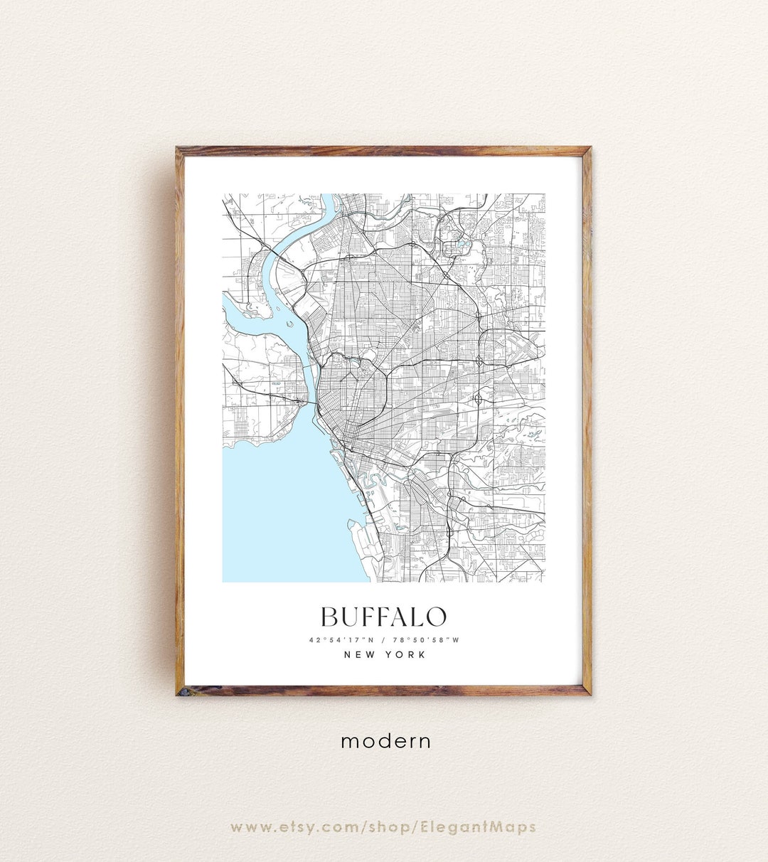 Buffalo New York Map, Buffalo NY Map, Buffalo City Print, Buffalo ...