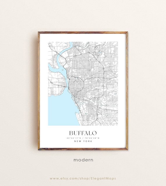 Buffalo New York Map Buffalo NY Map Buffalo City Print | Etsy