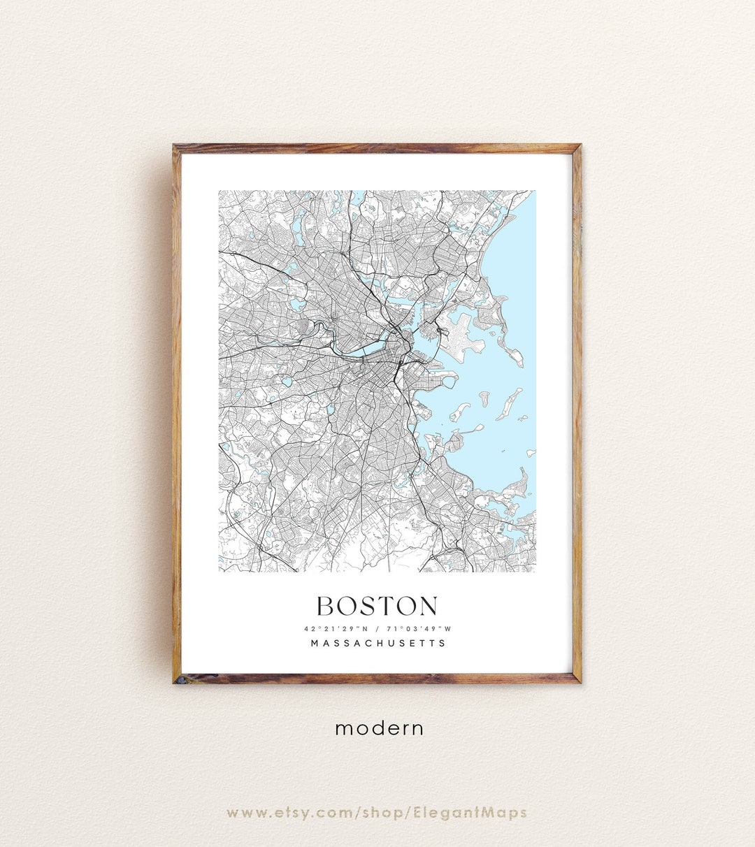 Boston Massachusetts Map, Boston MA Map, Boston City Print, Boston ...