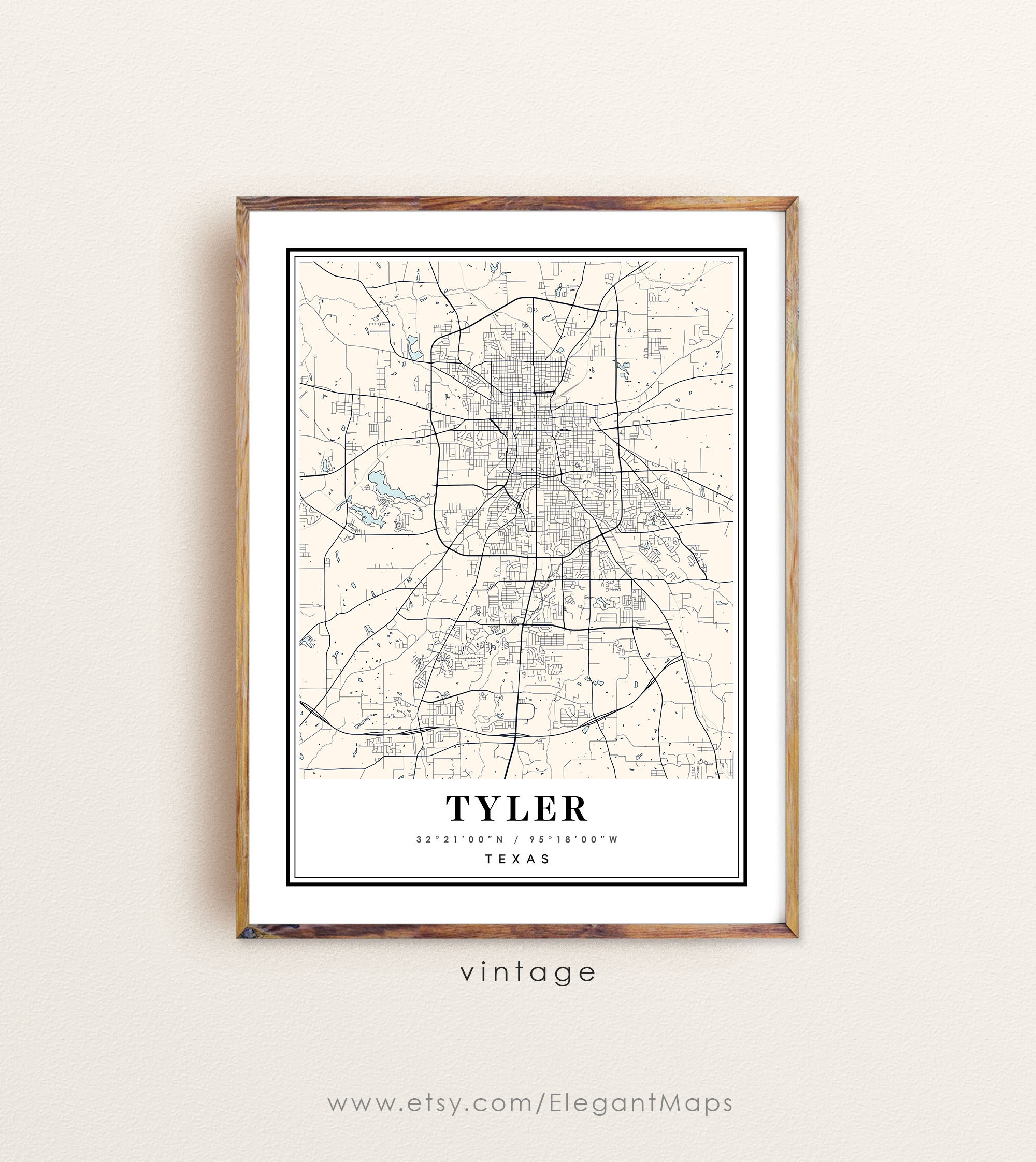 Tyler Texas Map Tyler TX Map Tyler City Map Tyler Print - Etsy