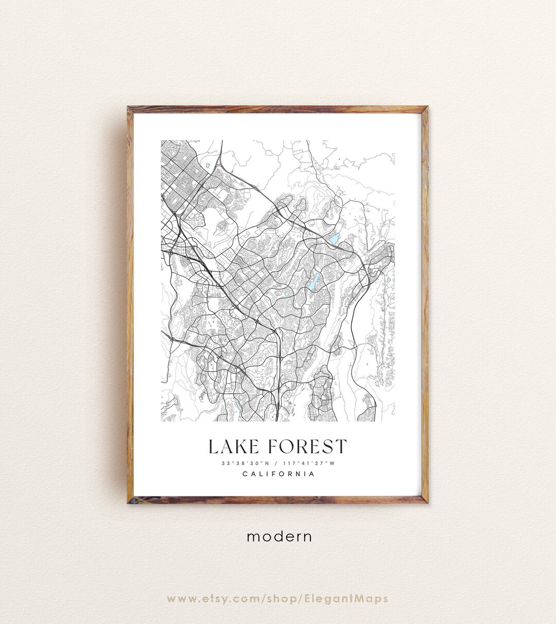 Lake Forest California Map Art Print: Custom City Map - Etsy
