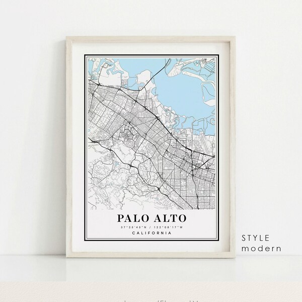 Palo Alto Ca Map Art - Etsy