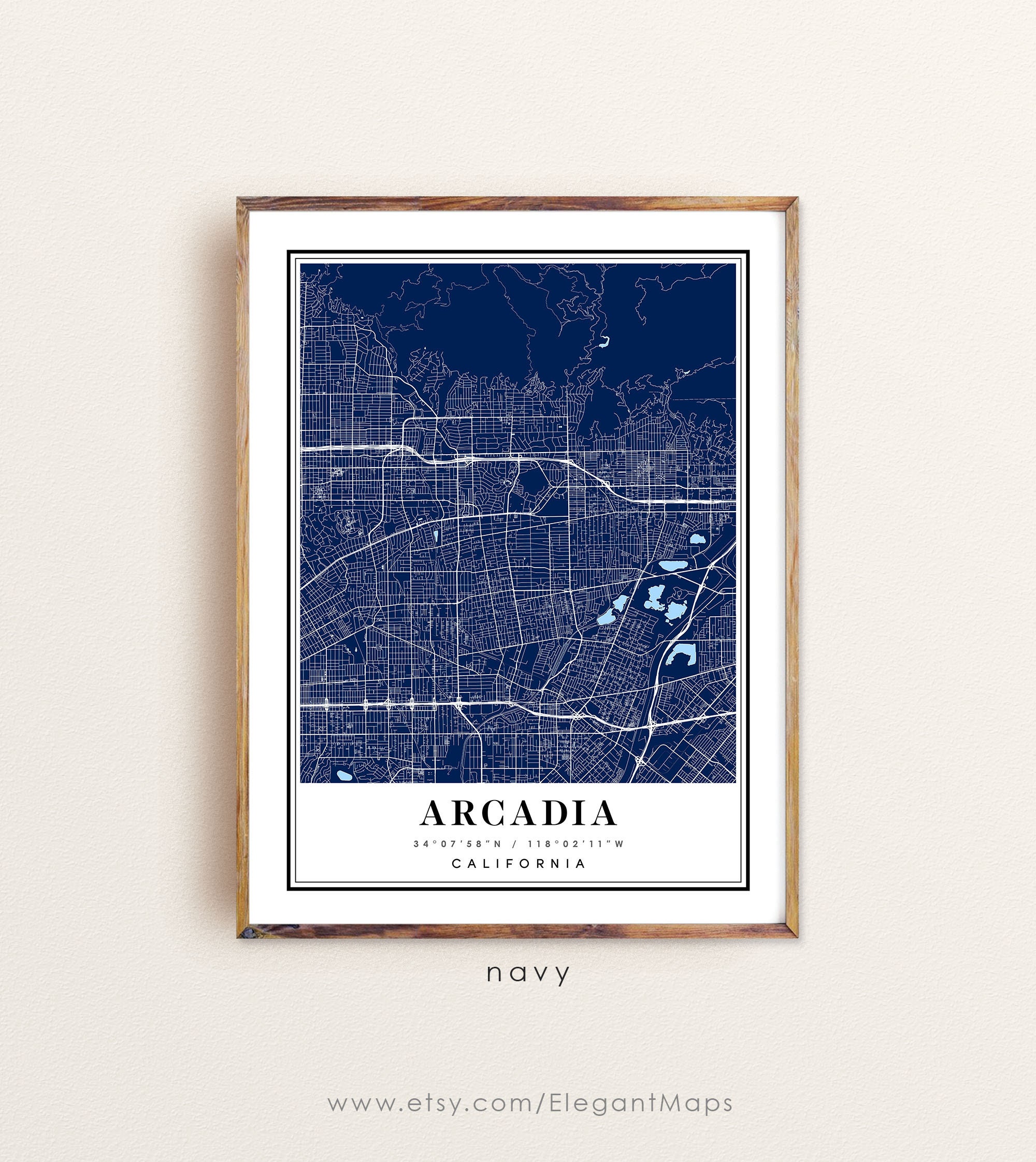 Arcadia California Map Arcadia CA Map Arcadia City Map - Etsy