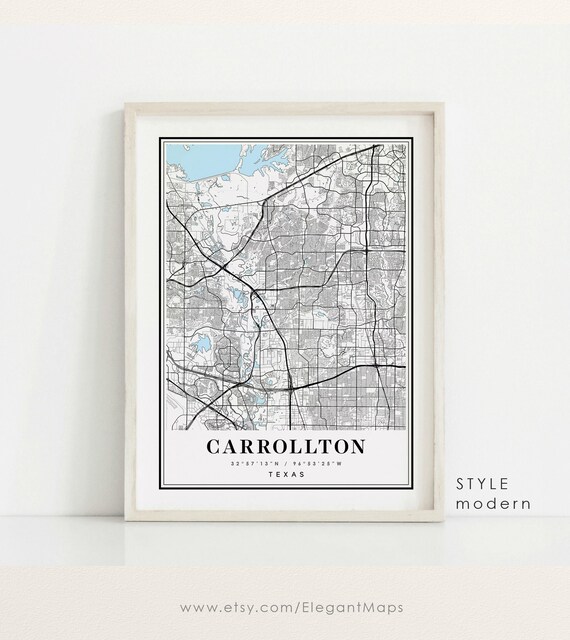 Carrollton Texas Map Carrollton TX Map Carrollton City Map | Etsy