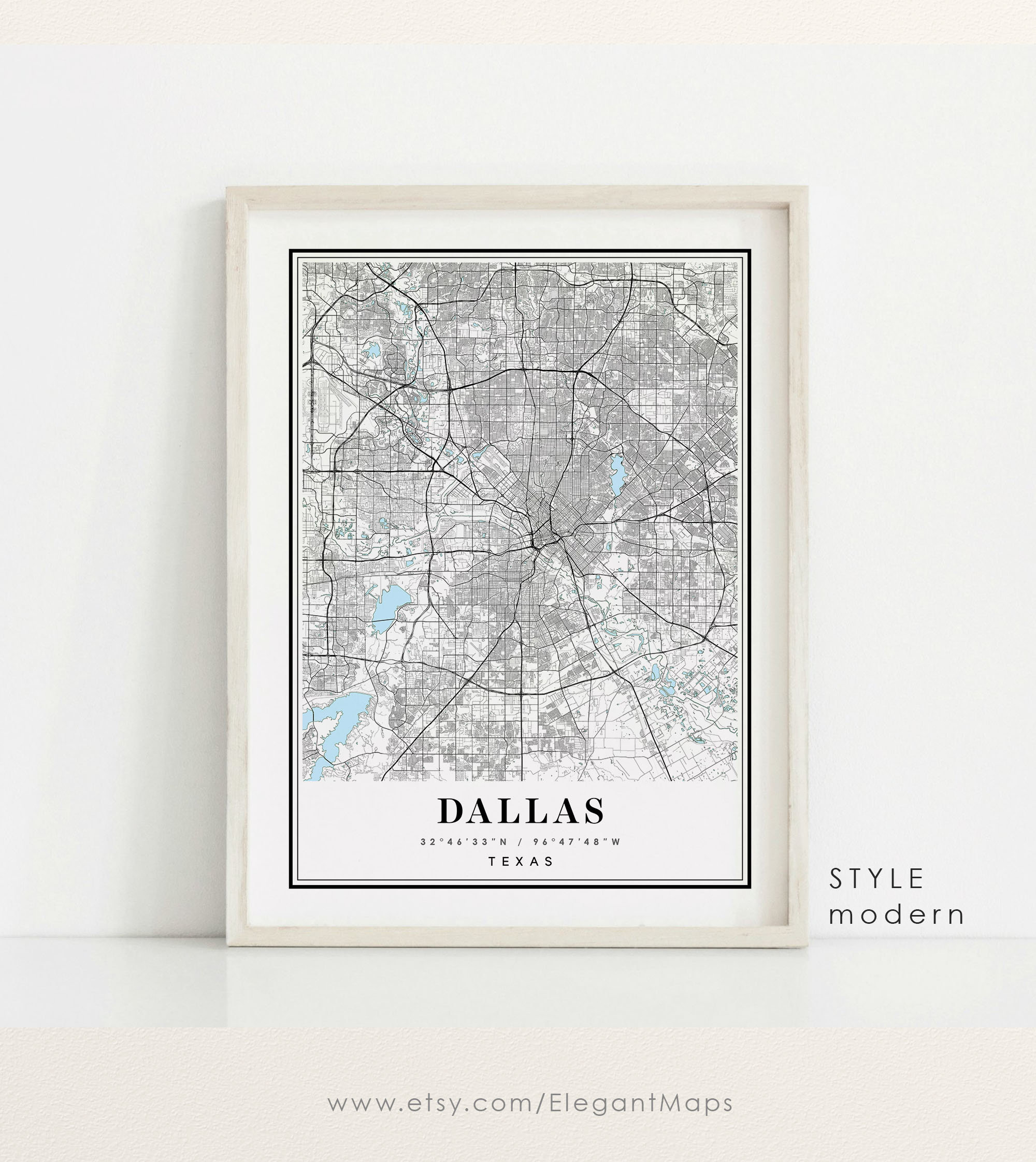 Mapa de Dallas Texas mapa de Dallas TX mapa de la ciudad de - Etsy México