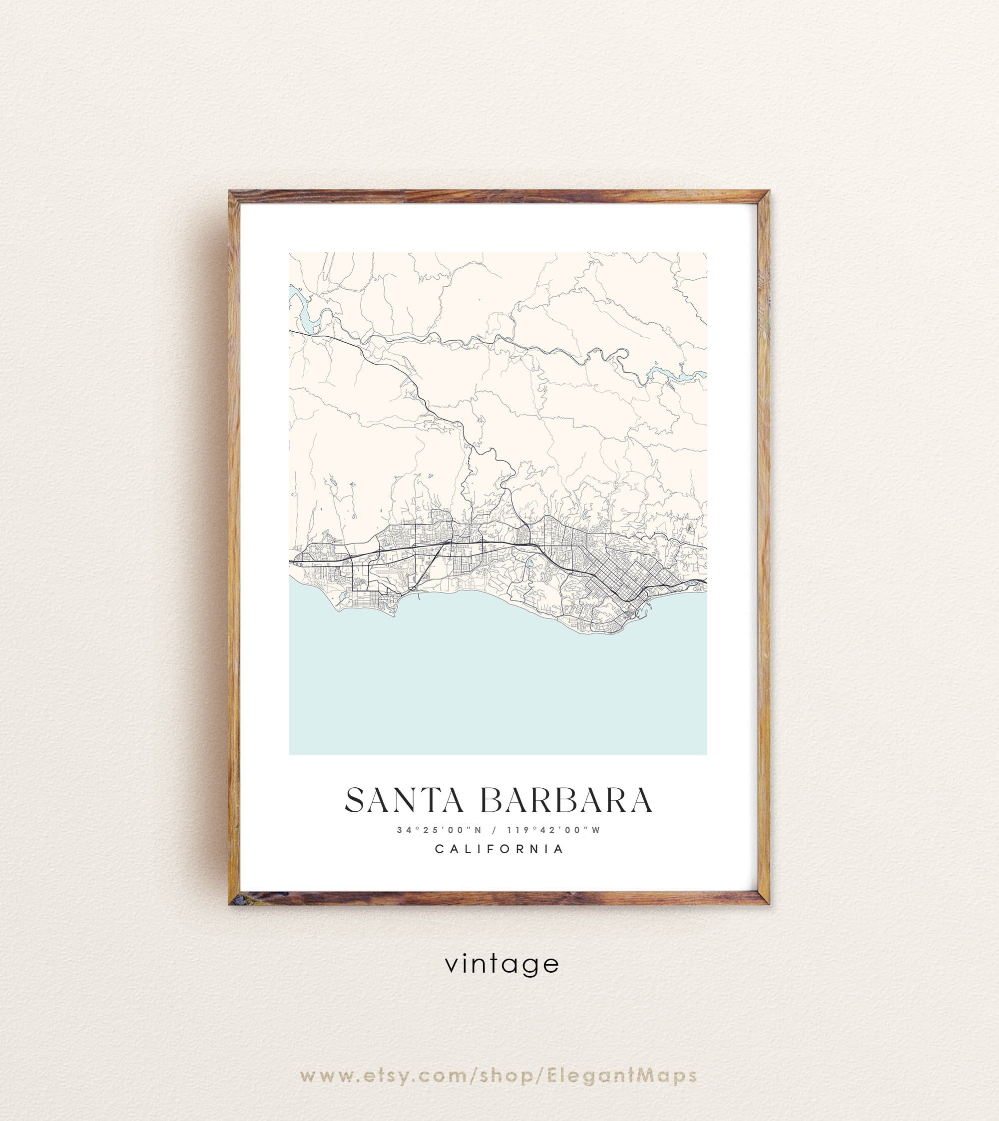 Santa Barbara City Map Art Print: Custom Color Available - Etsy