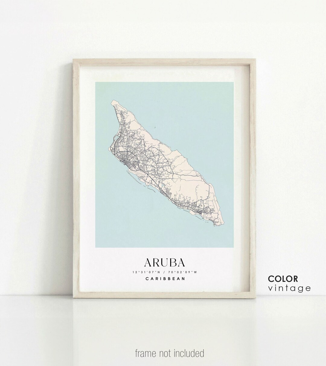 Aruba Map Print: Minimalist Black and White Island Art - Etsy