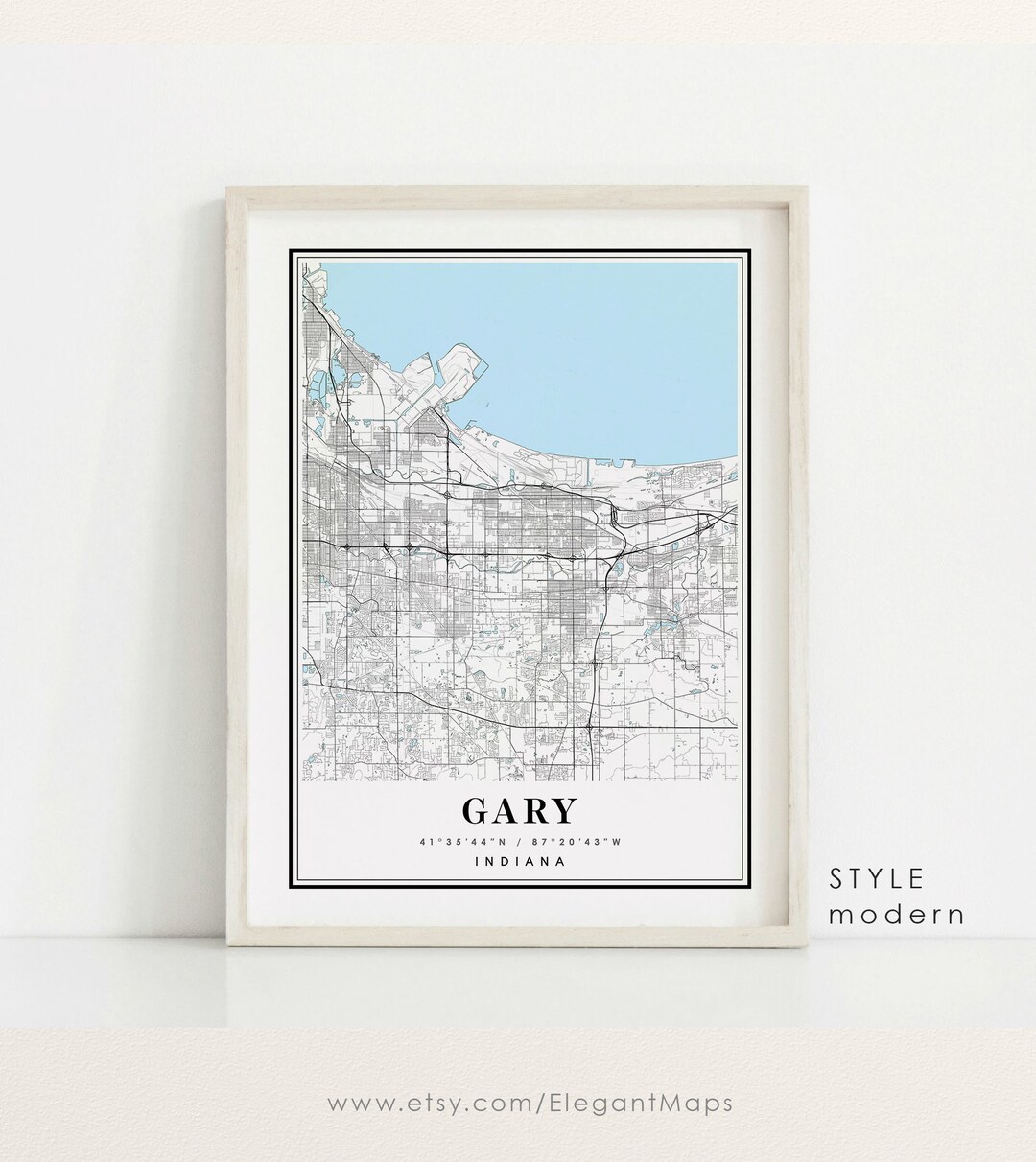 Gary Indiana Map, Gary IN Map, Gary City Map, Gary Print, Gary Poster ...