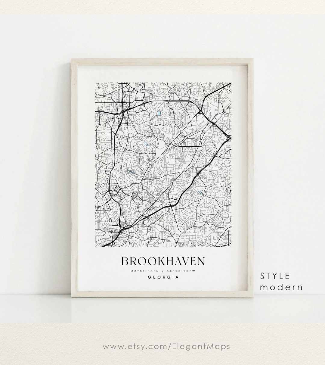 Brookhaven Georgia Map Brookhaven GA Map Brookhaven City - Etsy