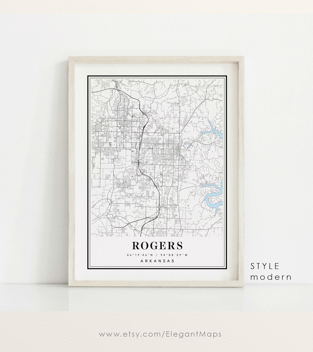 Rogers Arkansas Map, Rogers AR Map, Rogers City Map, Rogers Print ...