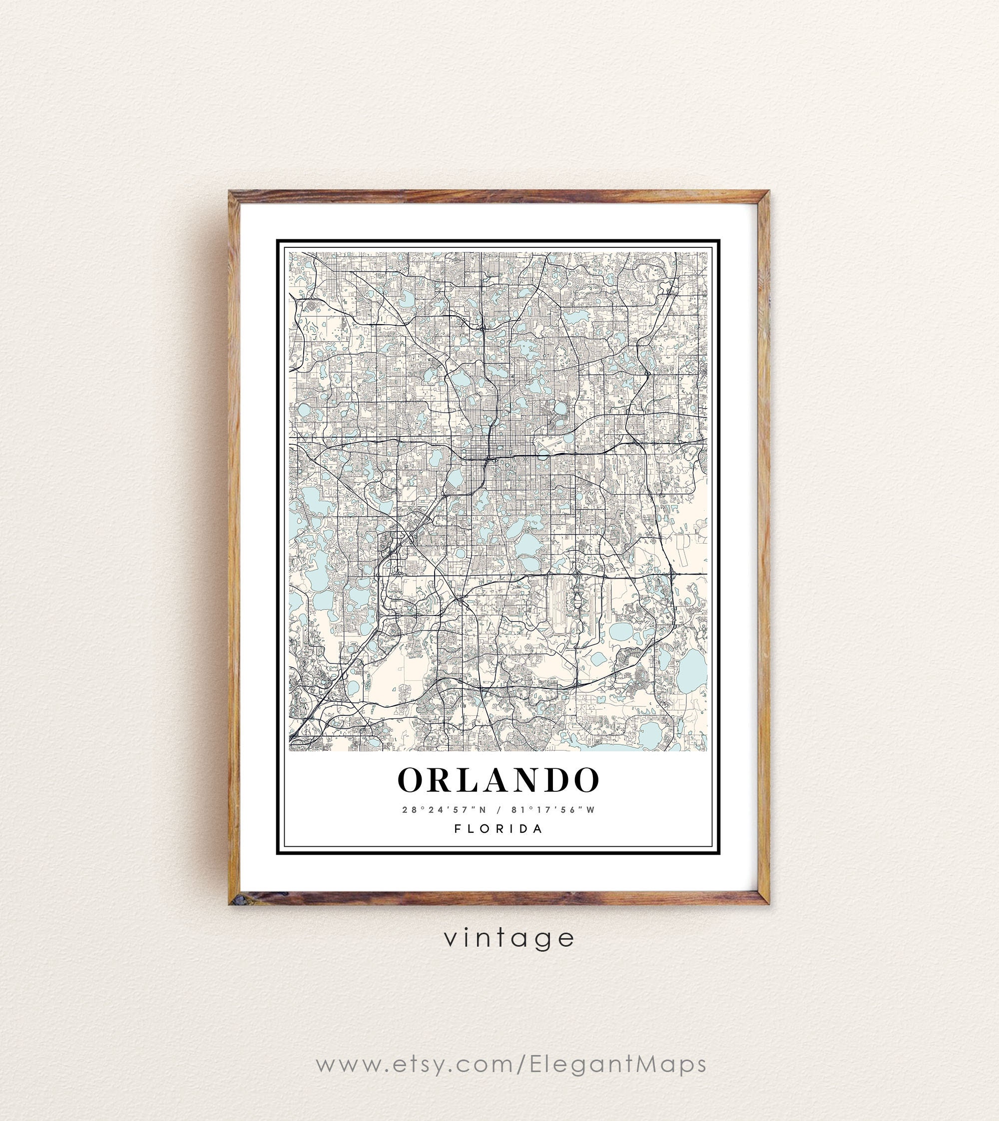 Orlando Florida Map Orlando FL Map Orlando City Map Orlando | Etsy