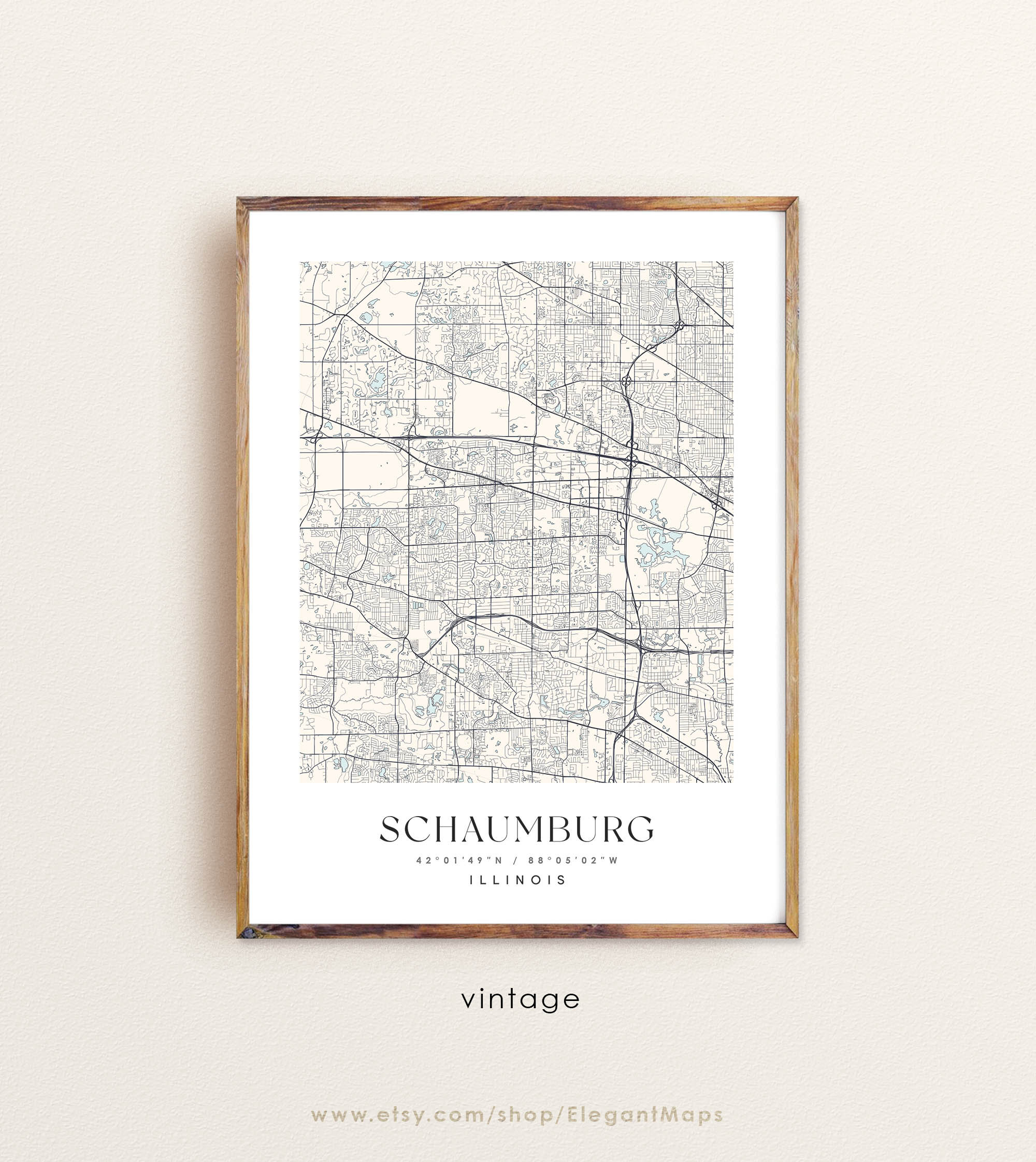 Schaumburg Illinois Map Schaumburg IL Map Schaumburg City - Etsy UK