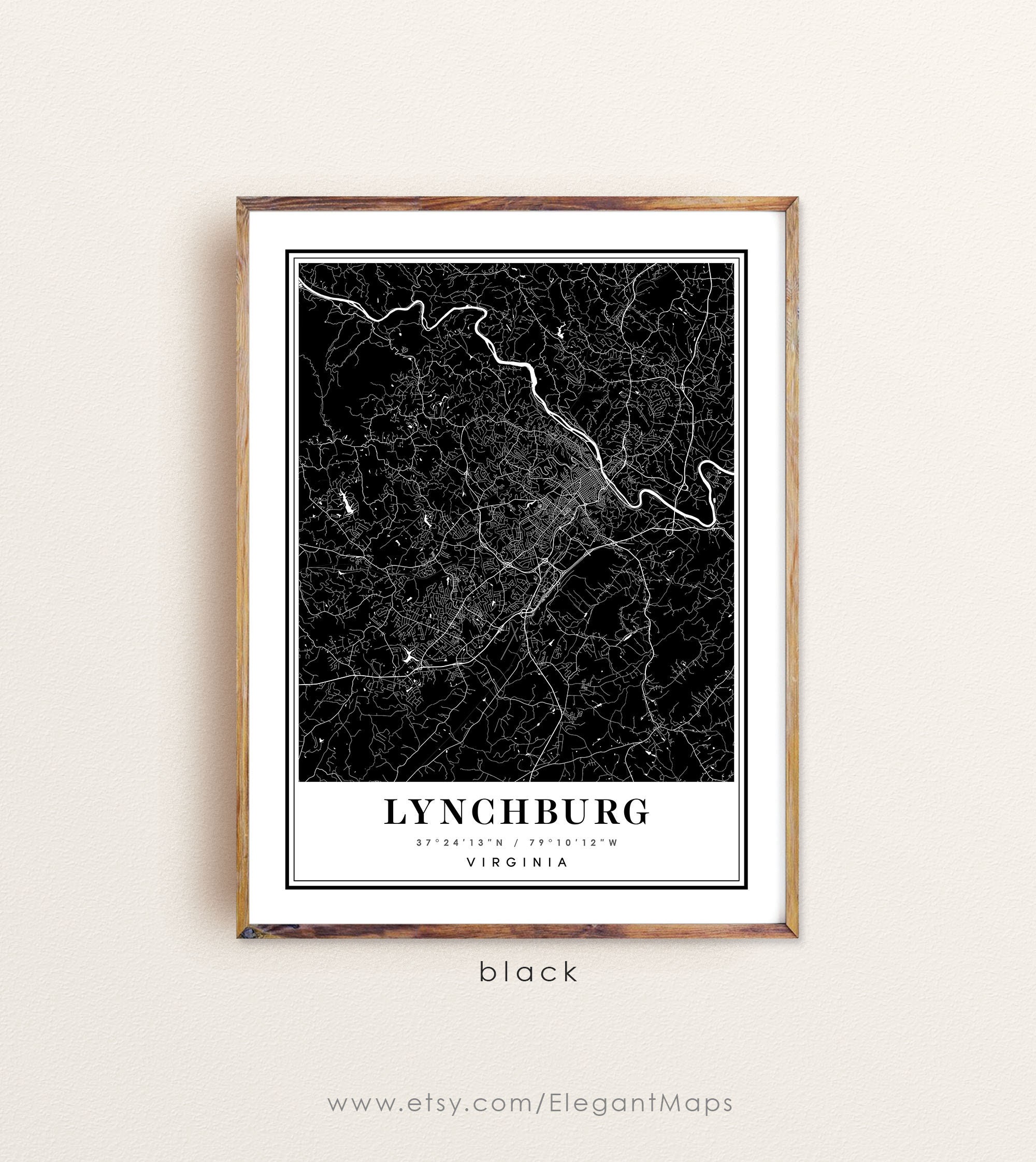Lynchburg Virginia Map Lynchburg VA Map Lynchburg City Map | Etsy