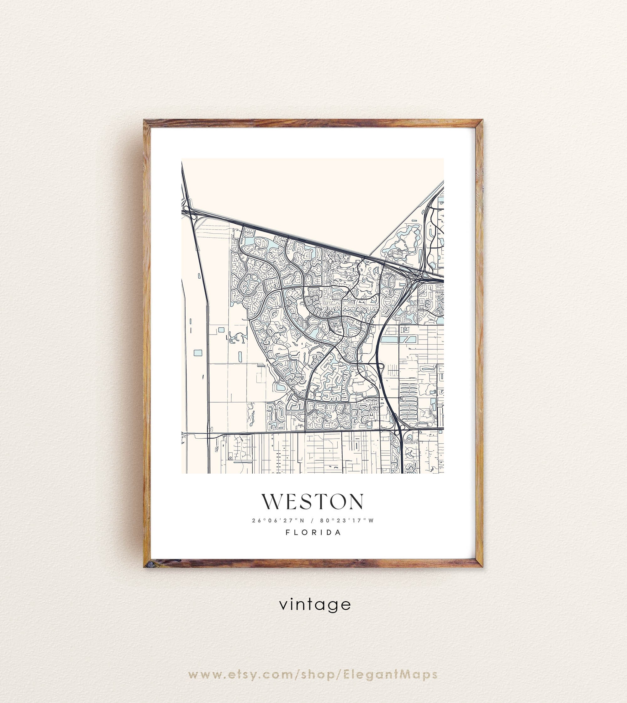 Weston Florida Map Weston FL Map Weston City Print Weston | Etsy