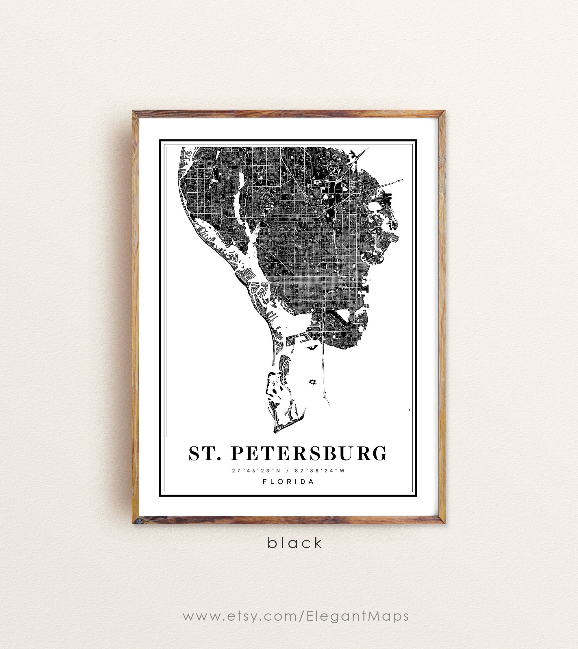 St. Petersburg Florida Map Saint Petersburg FL Map St | Etsy