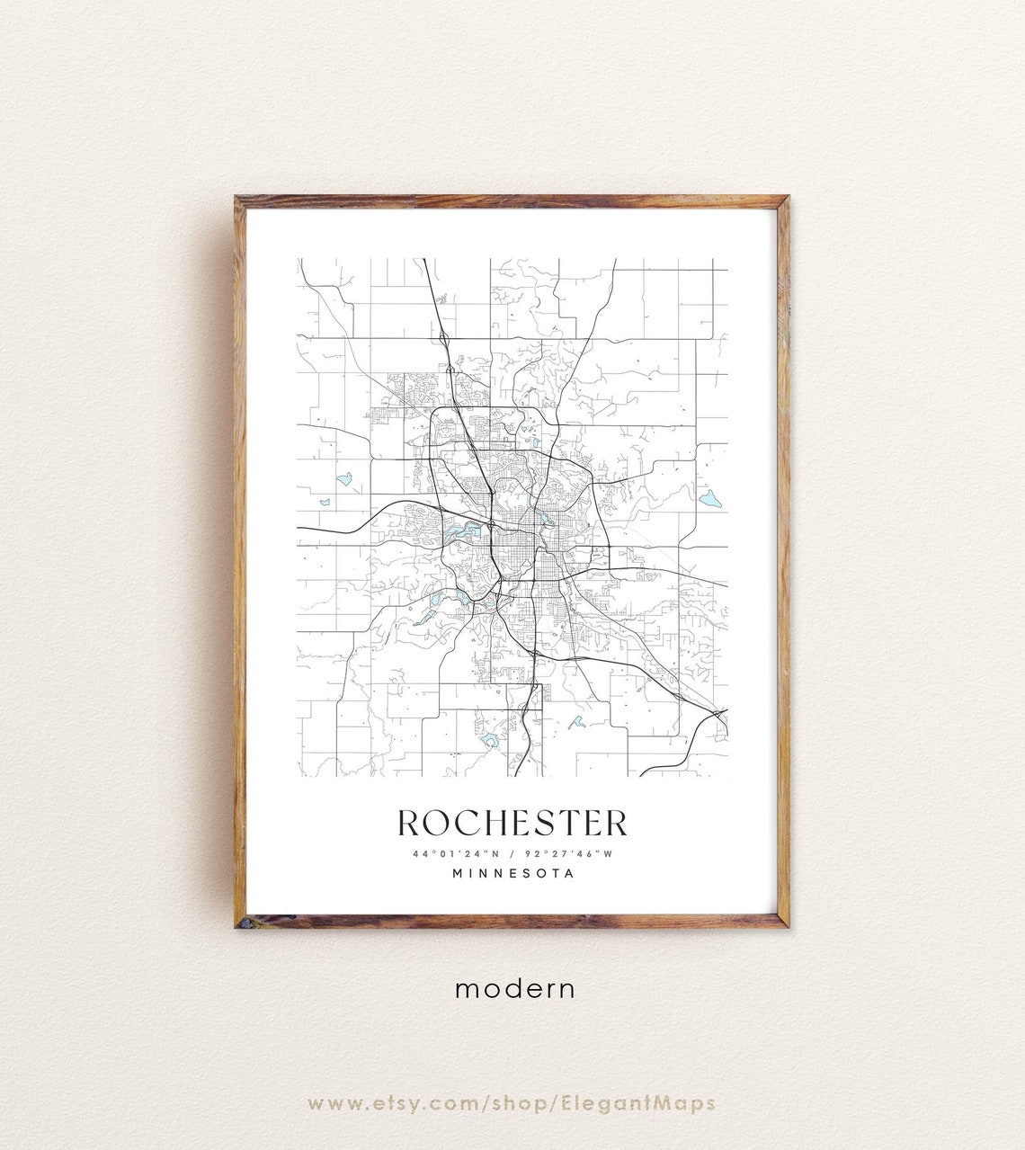 Rochester Minnesota Map Rochester MN Map Rochester City - Etsy