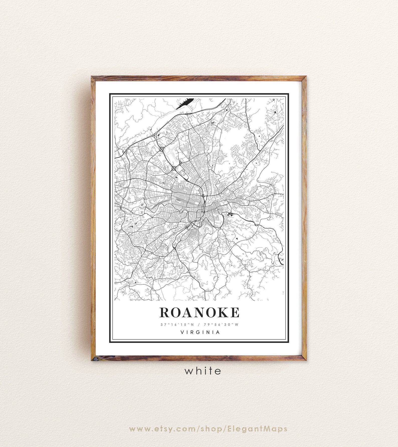 Roanoke Virginia map Roanoke VA map Roanoke city map | Etsy