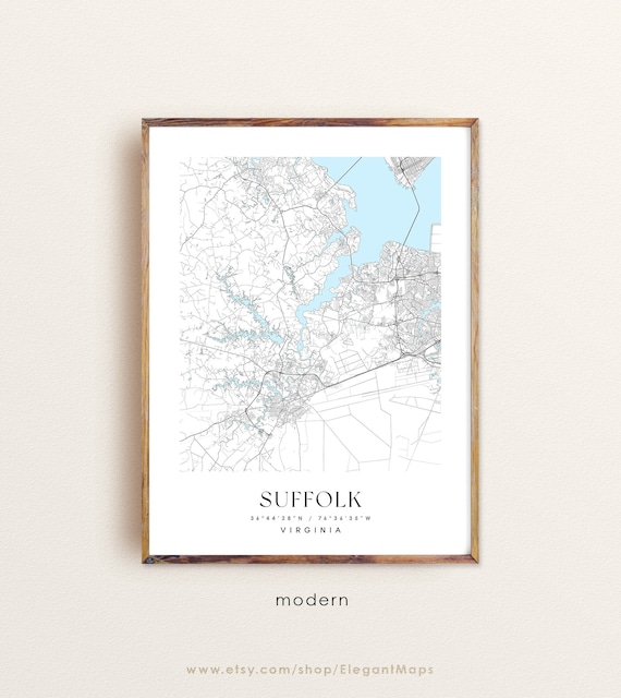 Suffolk Virginia Map Suffolk VA Map Suffolk City Print | Etsy