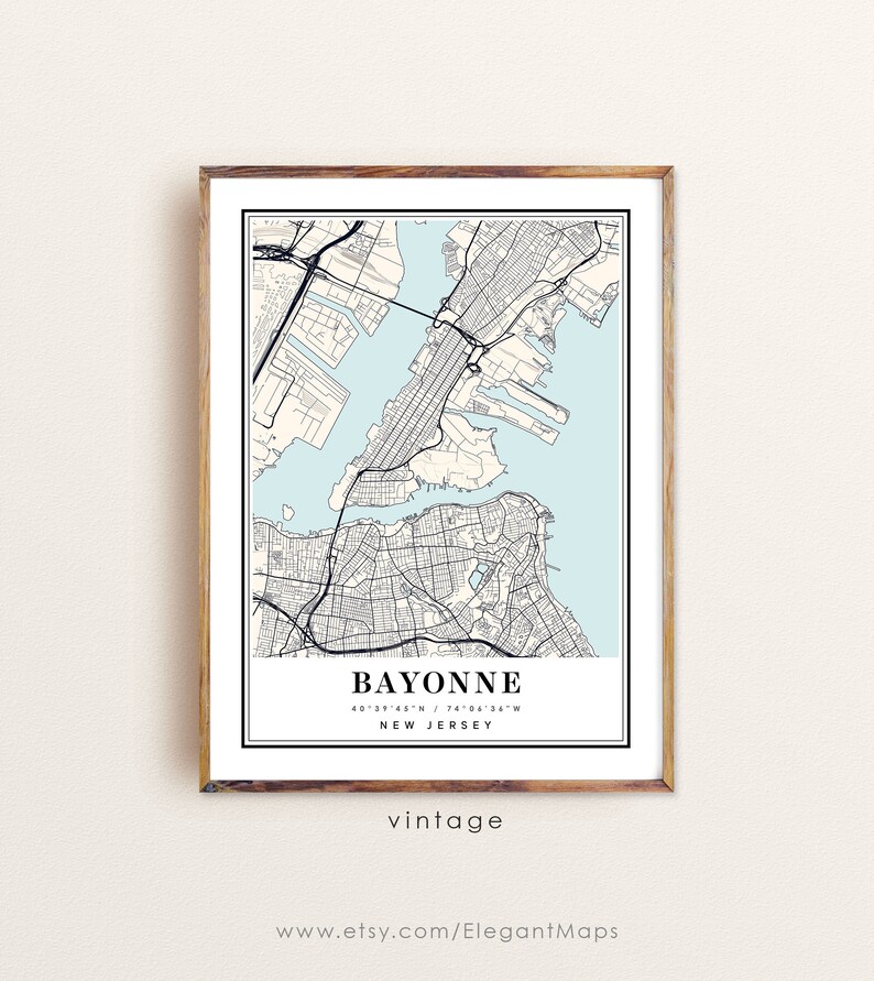 Bayonne New Jersey Map Bayonne NJ Map Bayonne City Map - Etsy