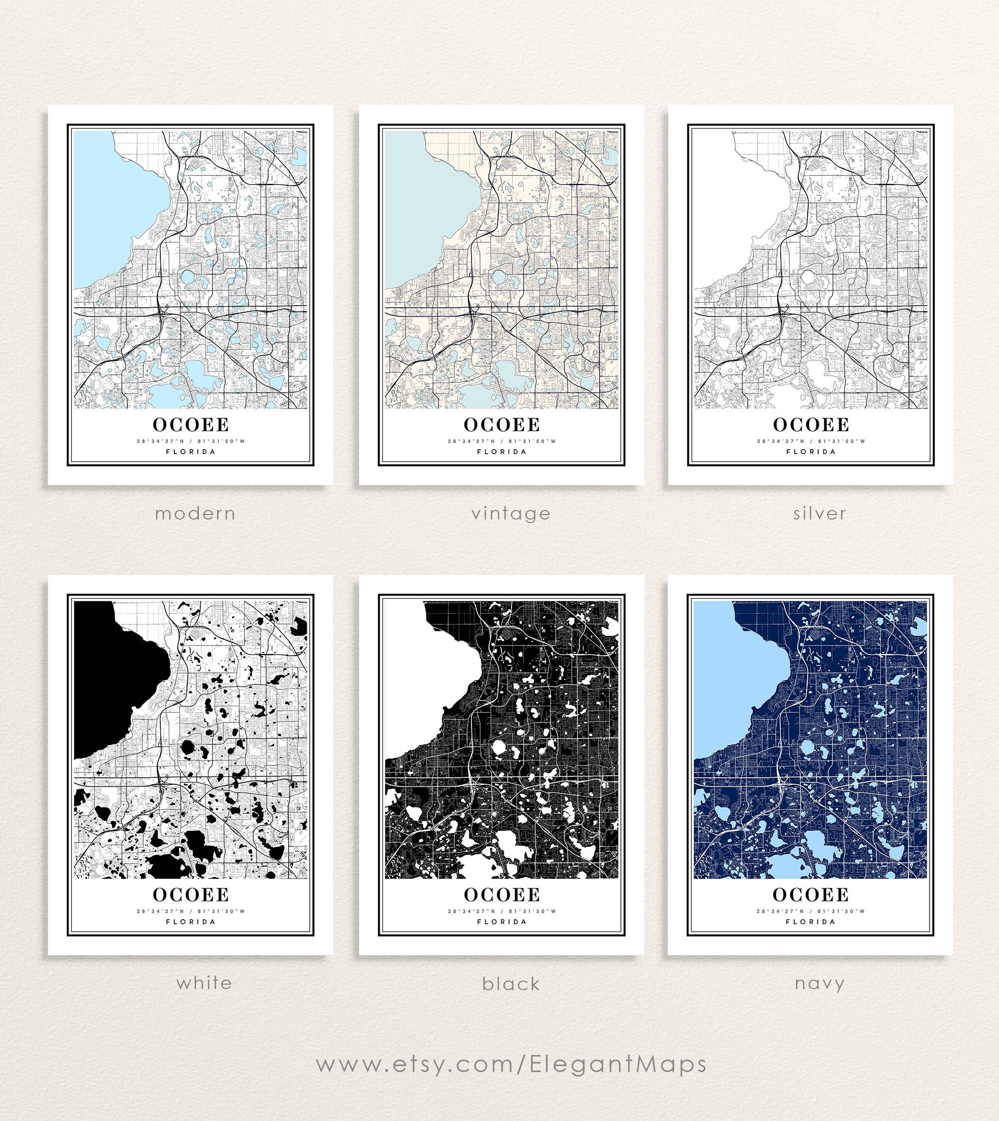 Ocoee Florida Map Ocoee FL Map Ocoee City Map Ocoee Print - Etsy