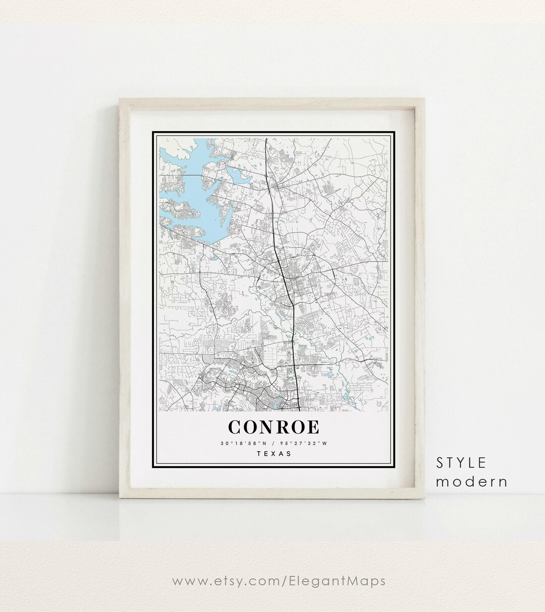 Conroe Texas Map Conroe TX Map Conroe City Map Conroe - Etsy