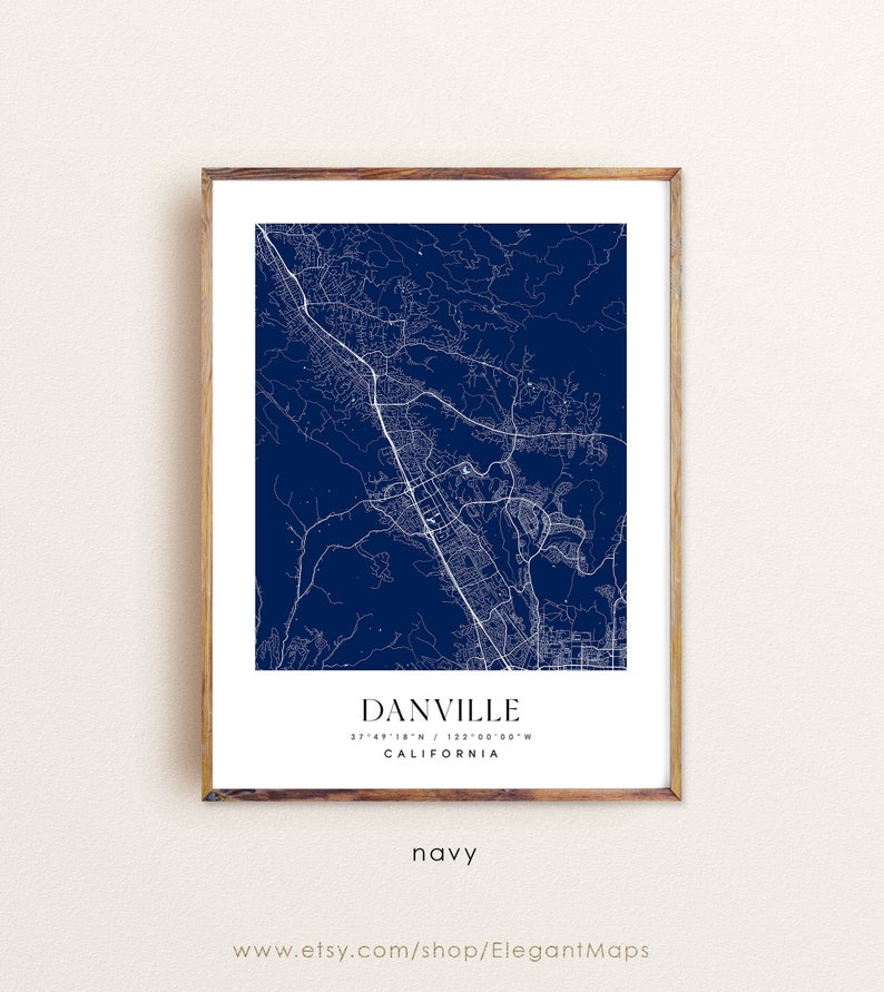 Danville California Map Danville CA Map Danville City Print - Etsy