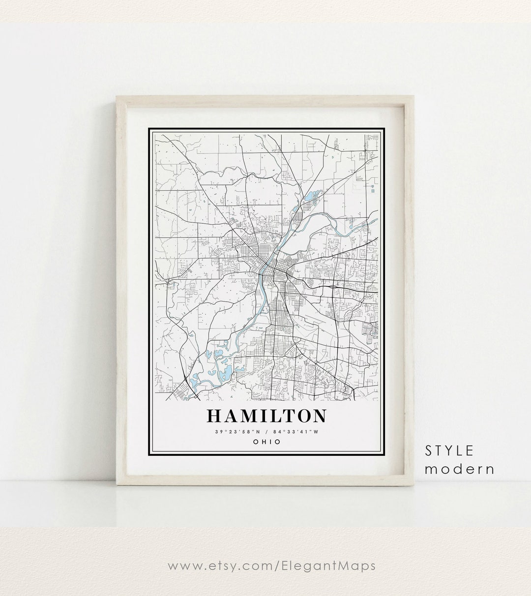Hamilton Ohio Map Hamilton OH Map Hamilton City Map - Etsy