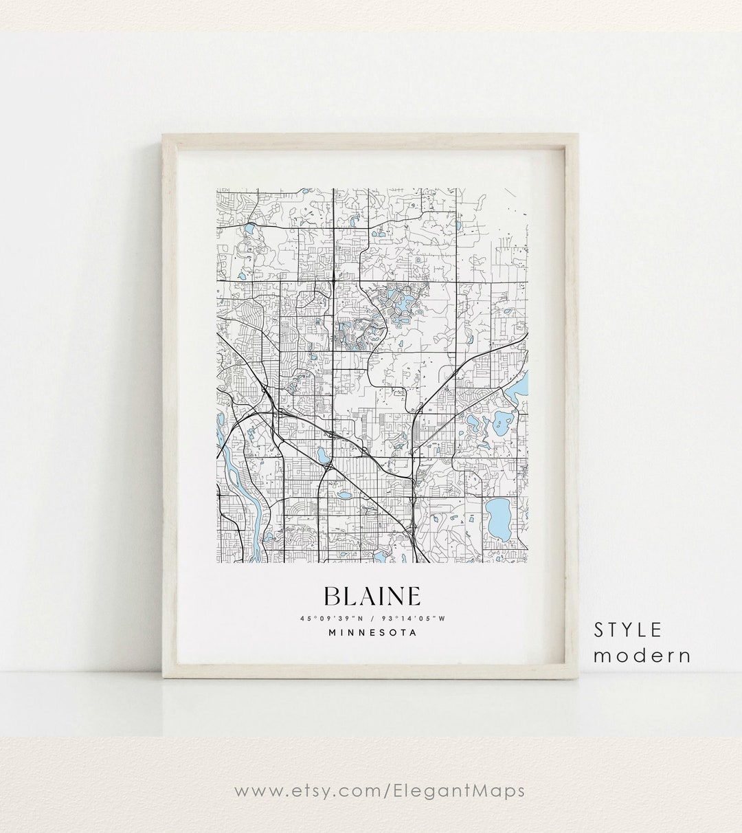 Blaine Minnesota Map, Blaine MN Map, Blaine City Print, Blaine Poster ...