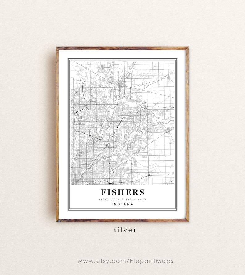 Fishers Indiana Map Fishers IN Map Fishers City Map Fishers - Etsy