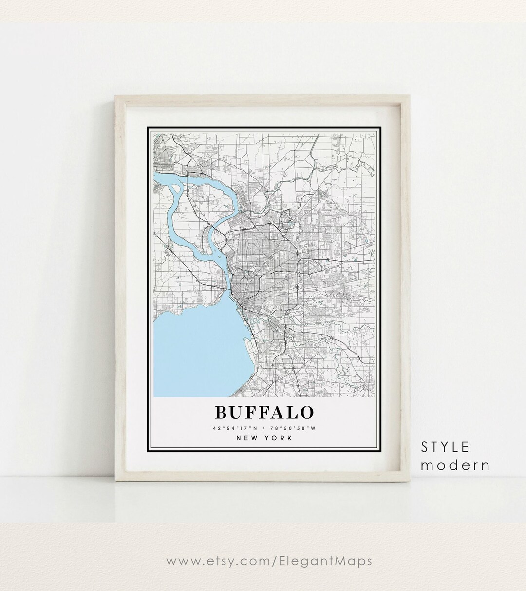 Buffalo New York Map, Buffalo NY Map, Buffalo City Map, Buffalo Print ...