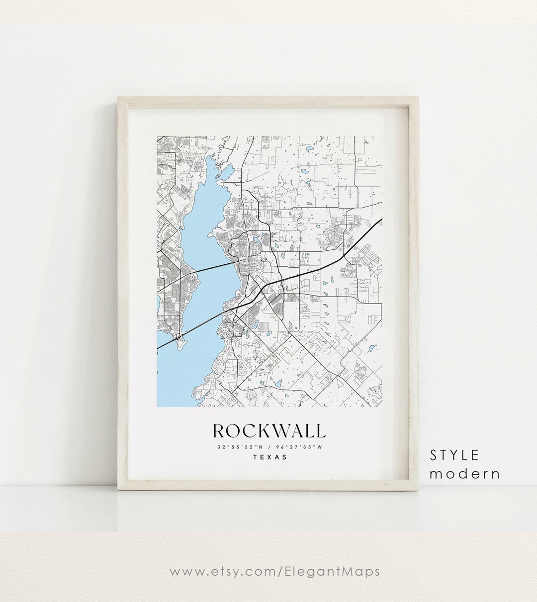 Mapa de Rockwall Texas mapa de Rockwall TX impresión de la - Etsy México