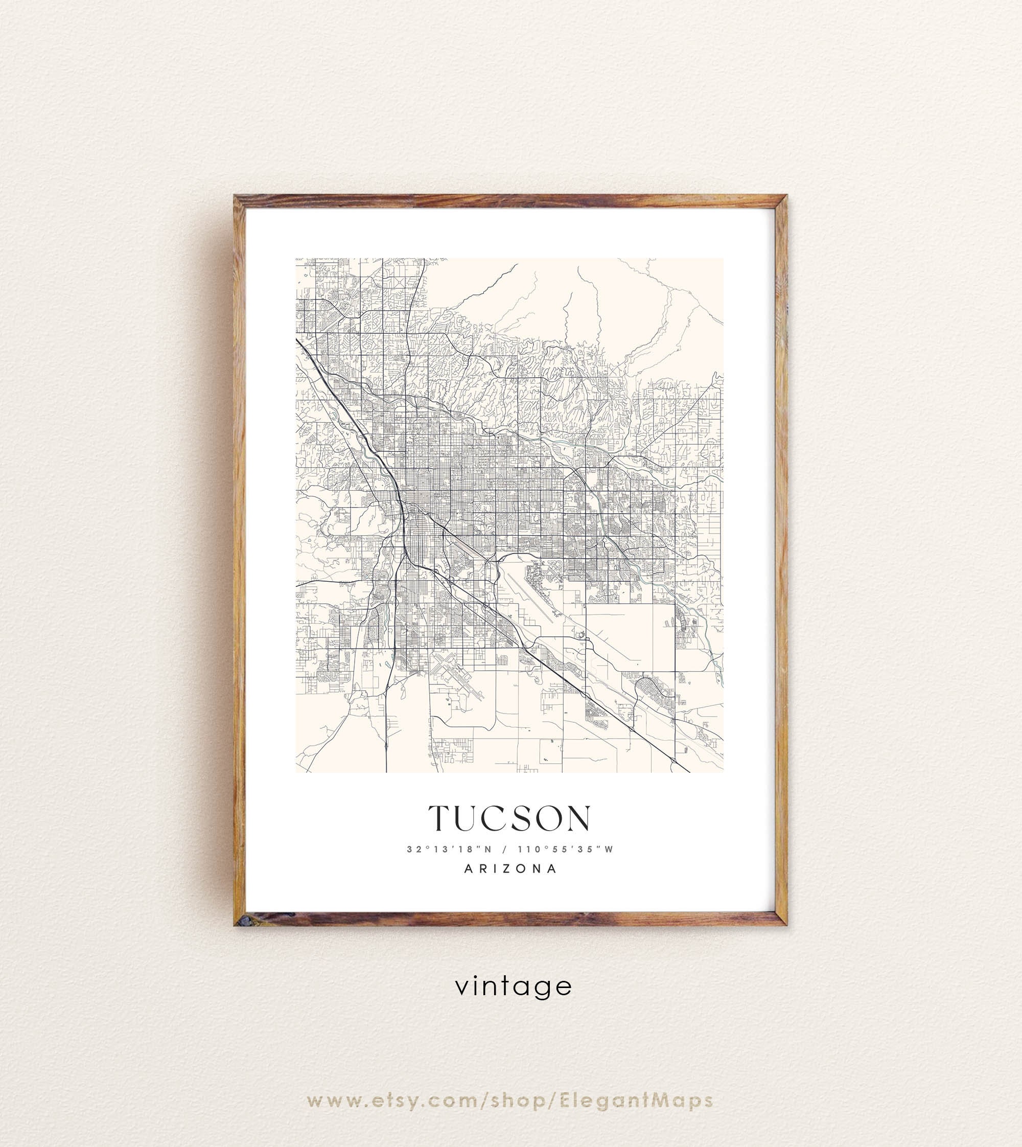 Tucson Arizona map Tucson AZ map Tucson city print Tucson | Etsy