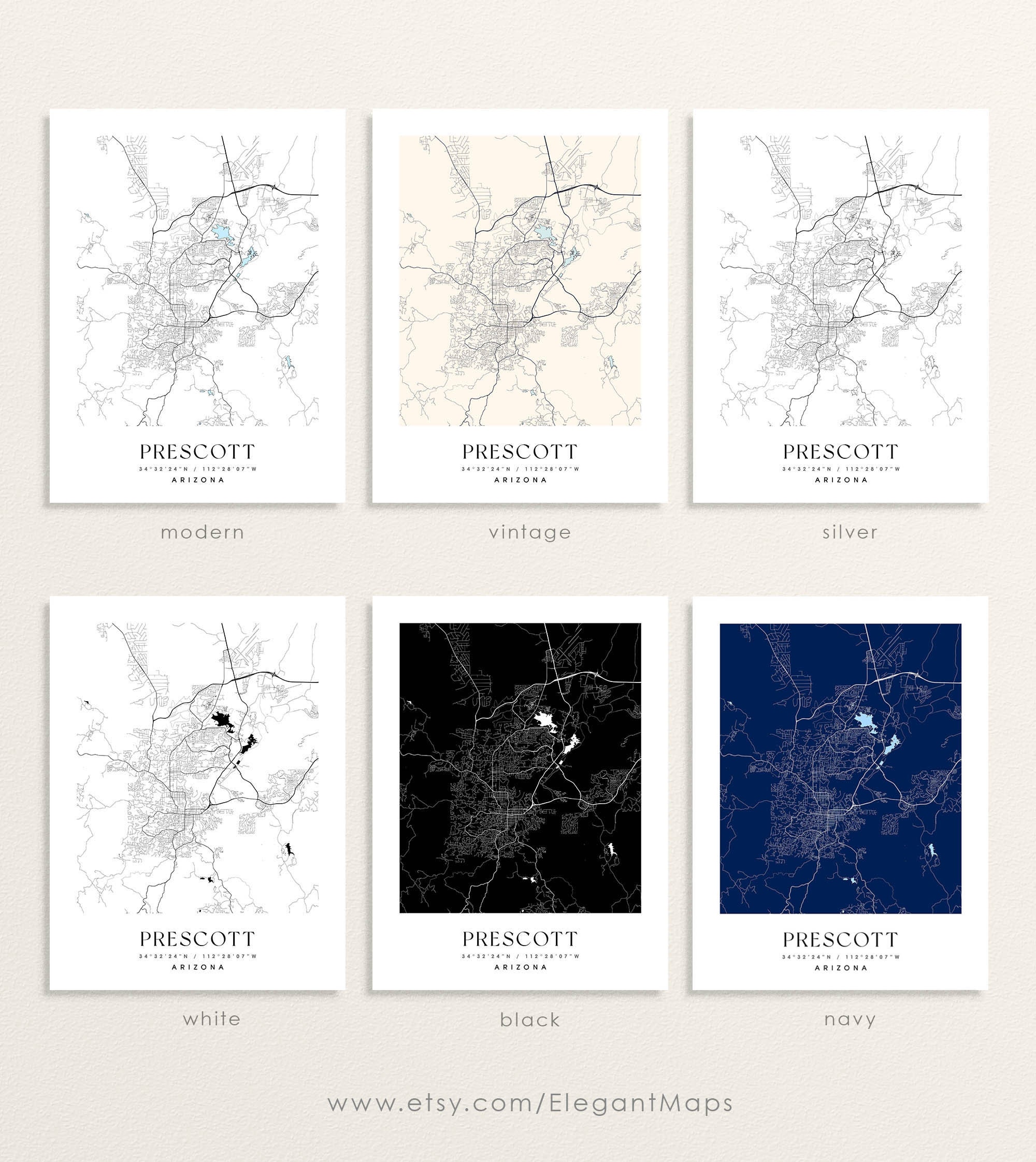 Prescott Arizona Map Art Print: Custom Cityscape Poster - Etsy