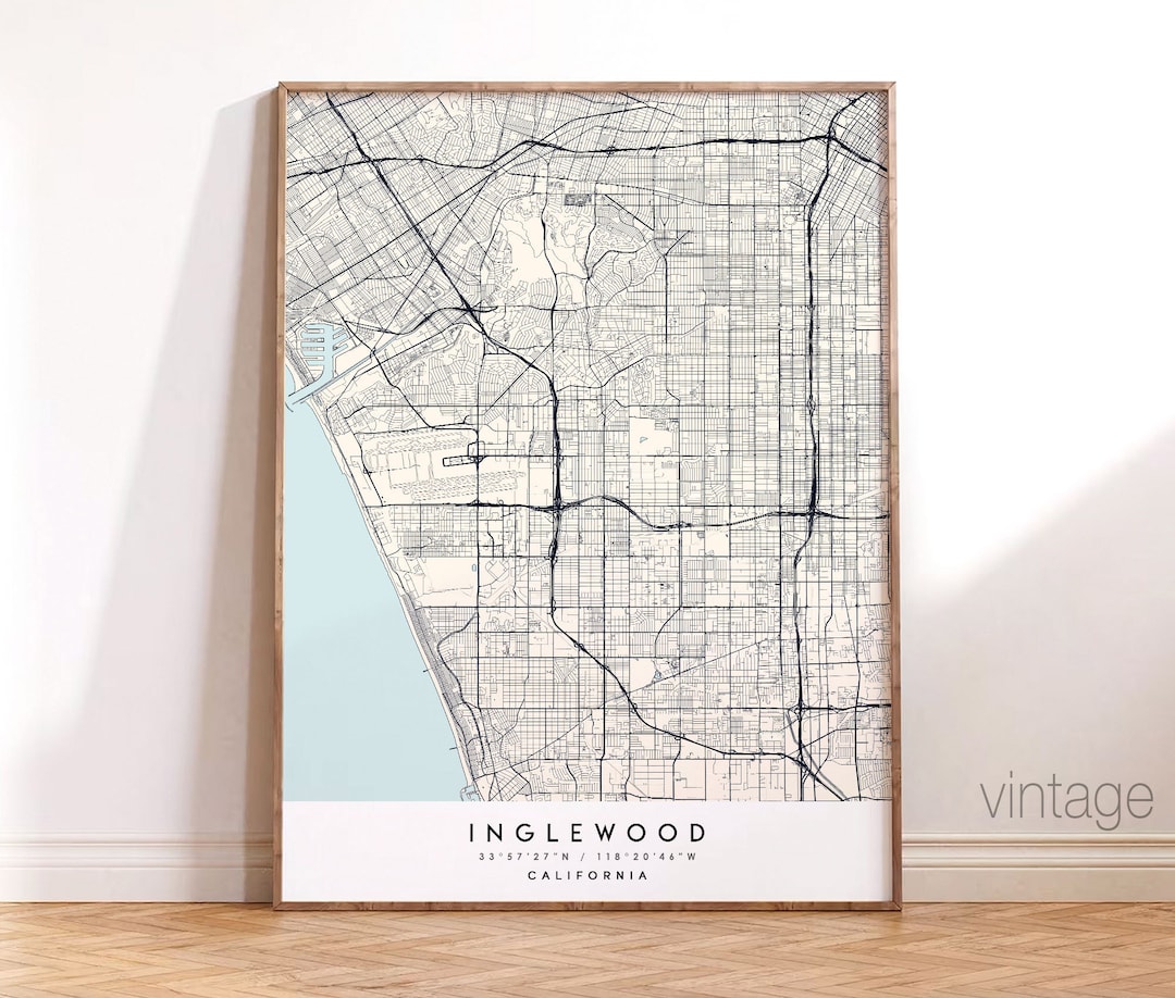 INGLEWOOD CA City Map Poster, Inglewood California Print Art, Custom ...
