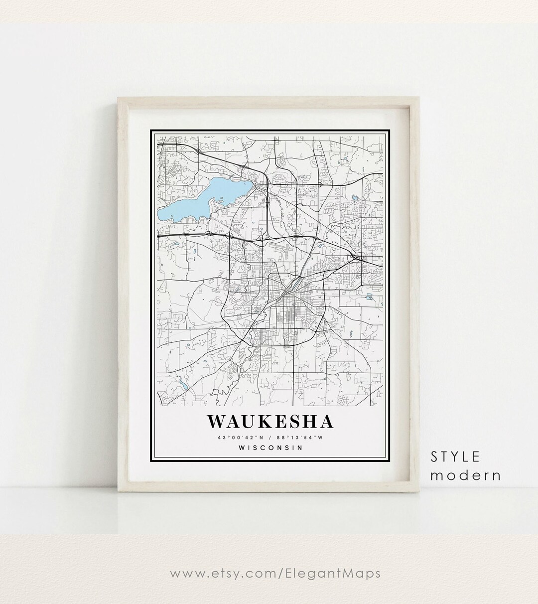 Mapa de Waukesha Wisconsin, mapa de Waukesha WI, mapa de la ciudad de ...