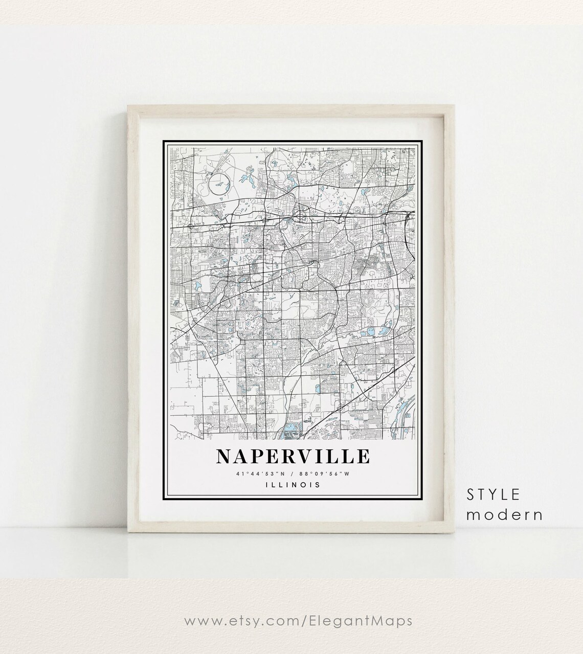 Naperville Illinois Map Naperville IL Map Naperville City - Etsy