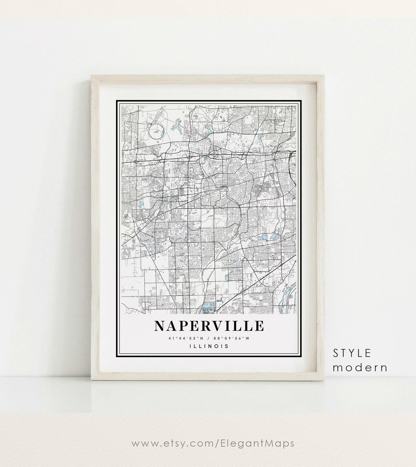 Naperville Illinois Map Naperville IL Map Naperville City - Etsy