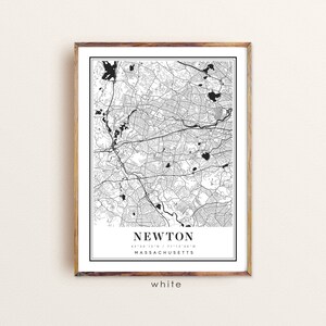 Newton Massachusetts map Newton MA map Newton city map | Etsy