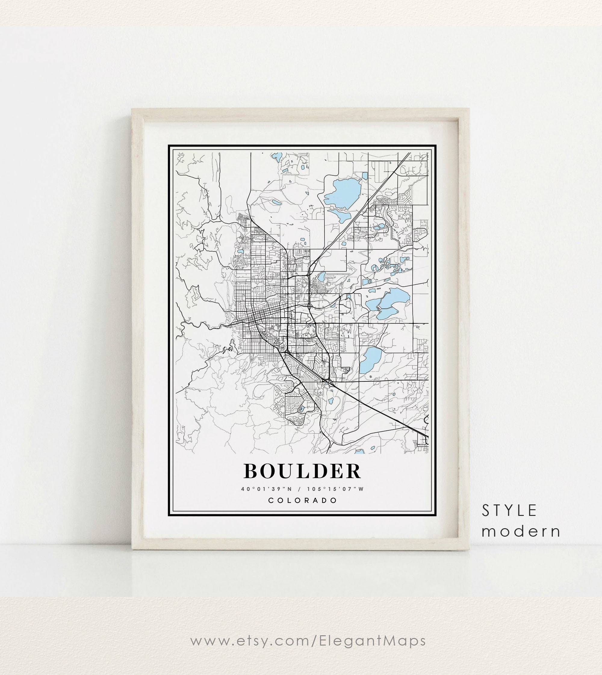 Boulder Colorado Map Boulder CO Map Boulder City Map | Etsy